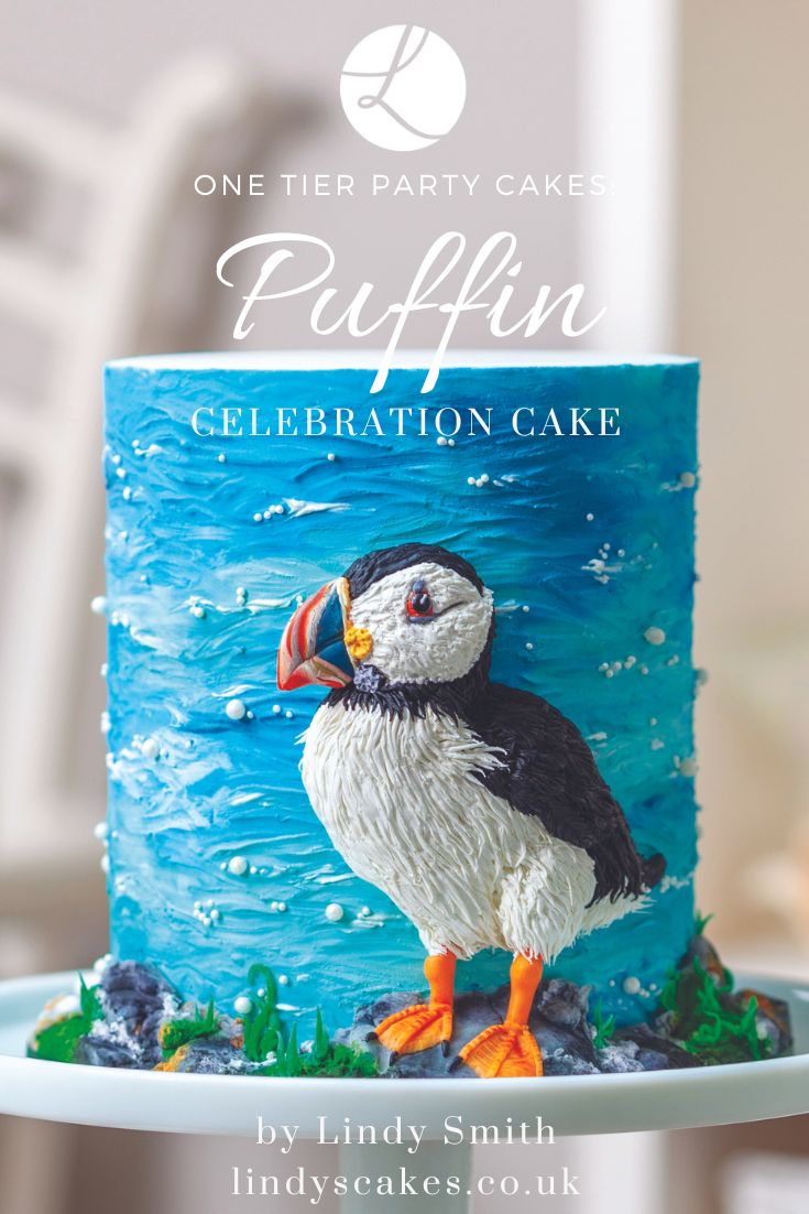 Puffin celebration cake - from Lindy Smith's One Tier Party Cakes